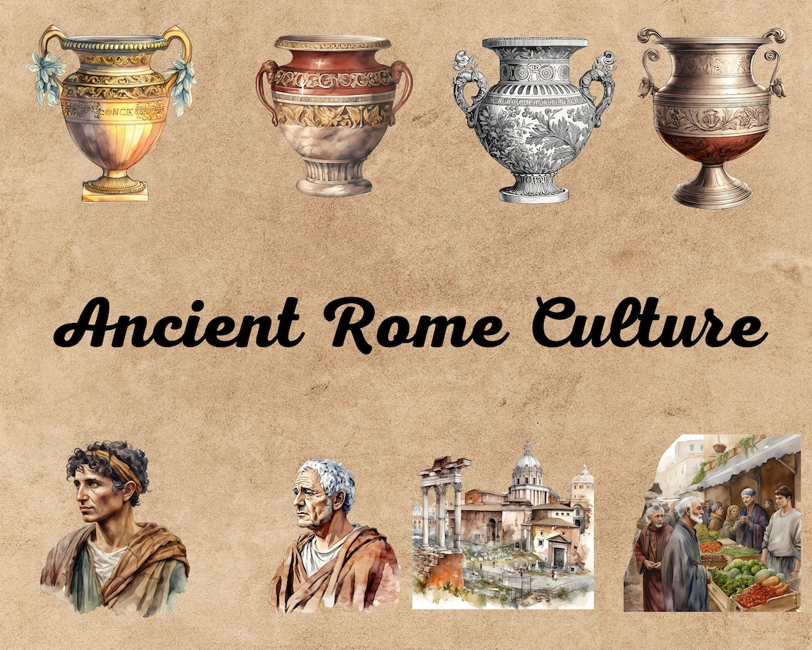Ancient Rome Watercolor Clipart, Ancient Rome Clipart Set, Ancient Rome ...