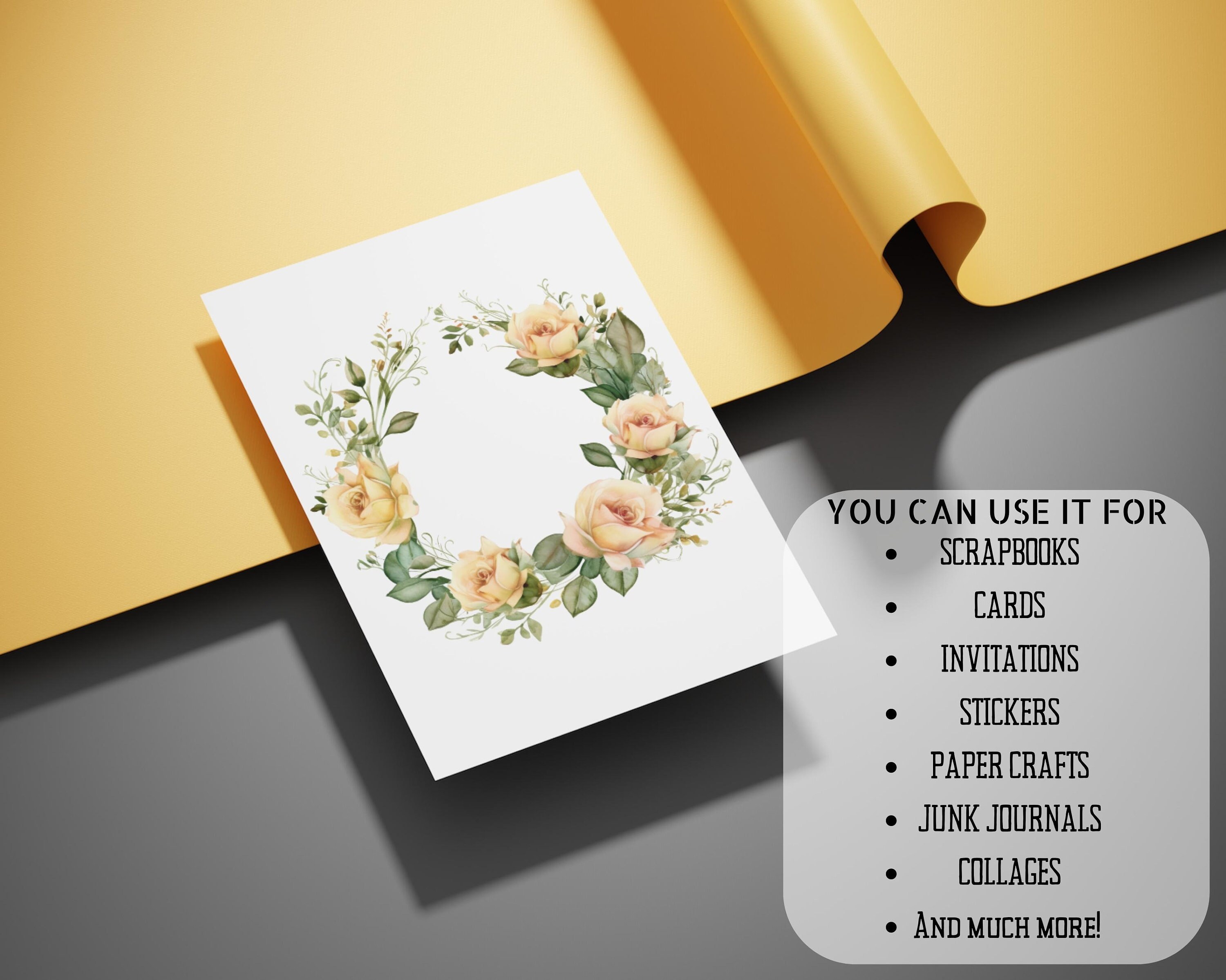 Dusty Yellow Roses Clipart, Watercolor Dusty Yellow Roses Clipart ...