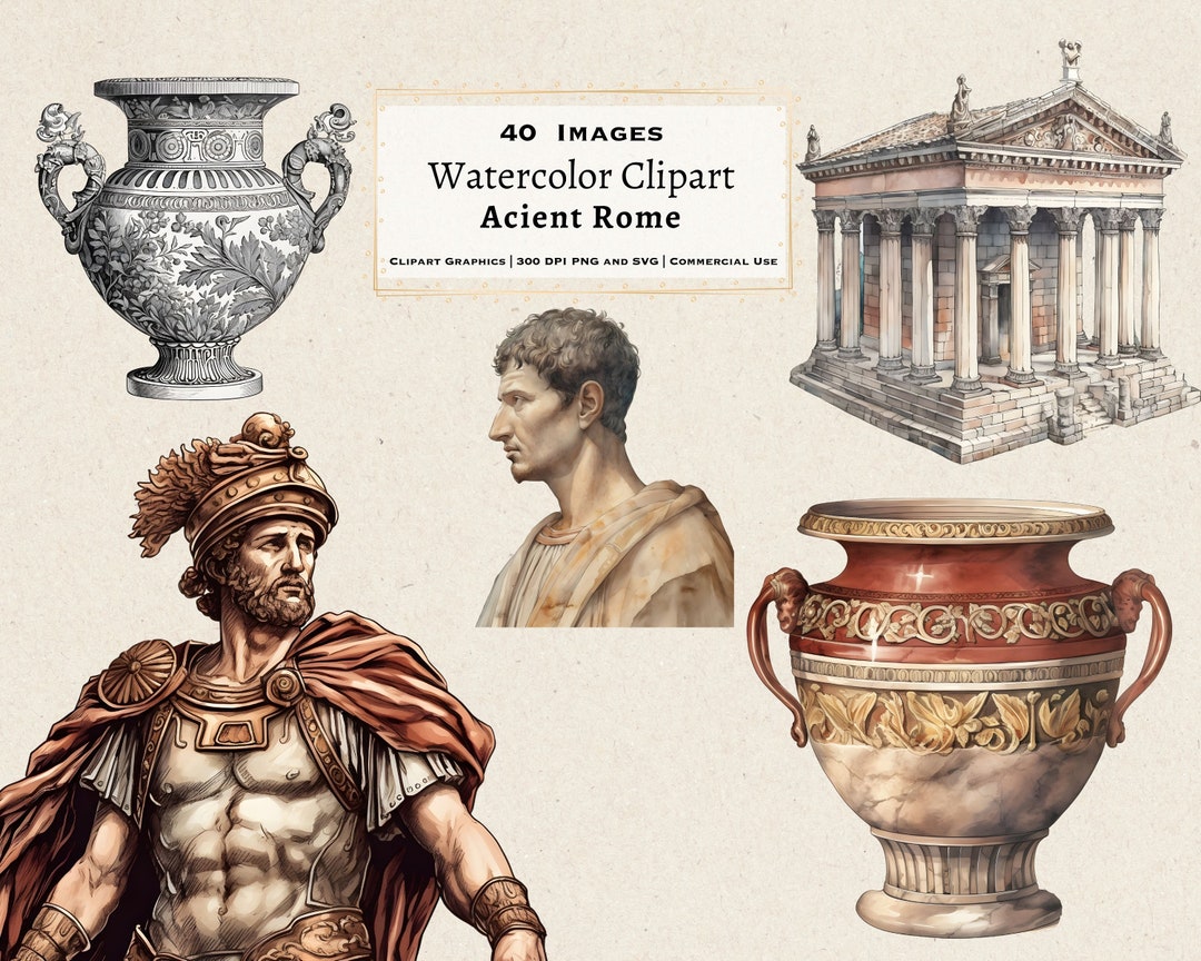 Ancient Rome Watercolor Clipart, Ancient Rome Clipart Set, Ancient Rome ...