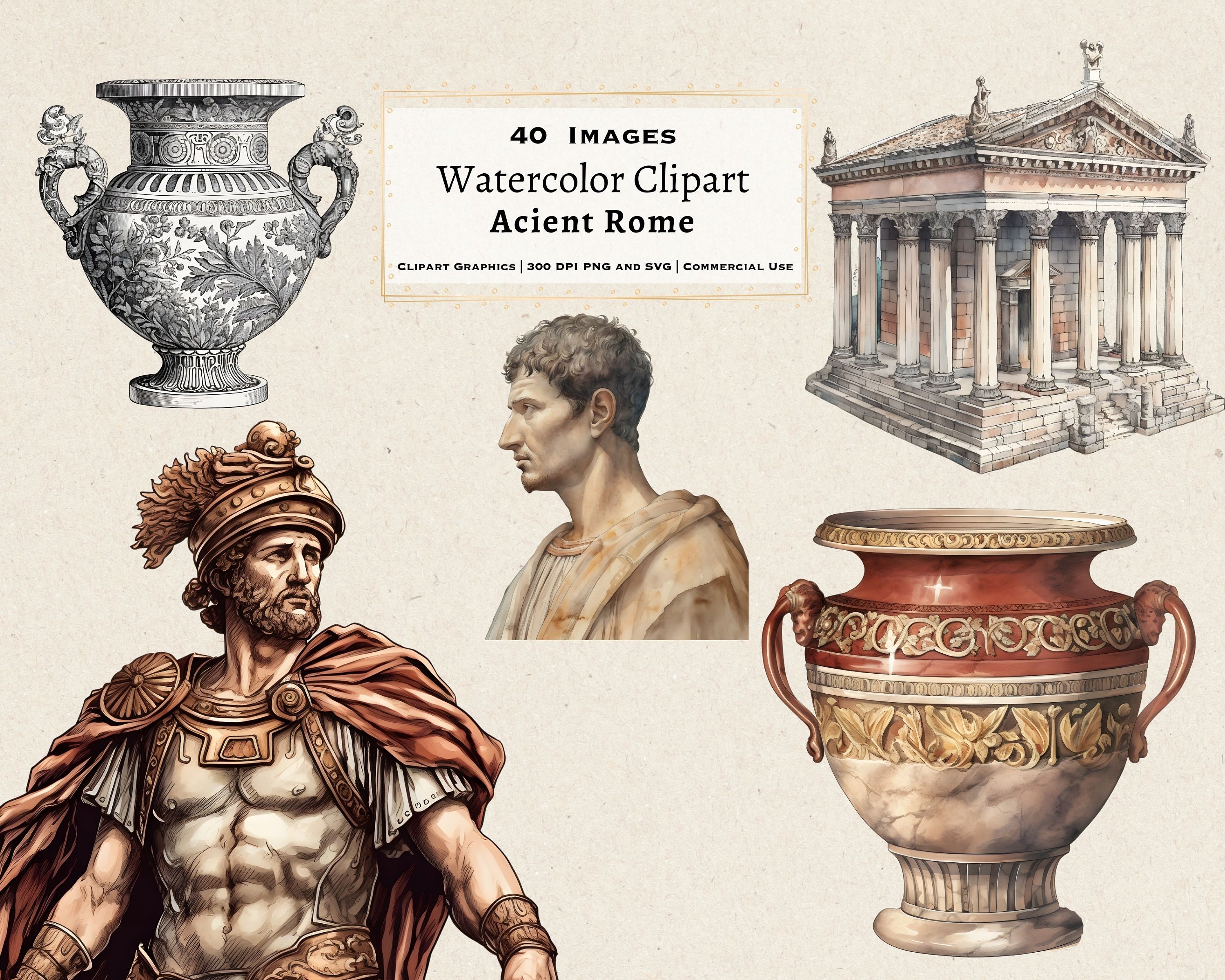 Ancient Rome Watercolor Clipart, Ancient Rome Clipart Set, Ancient Rome ...