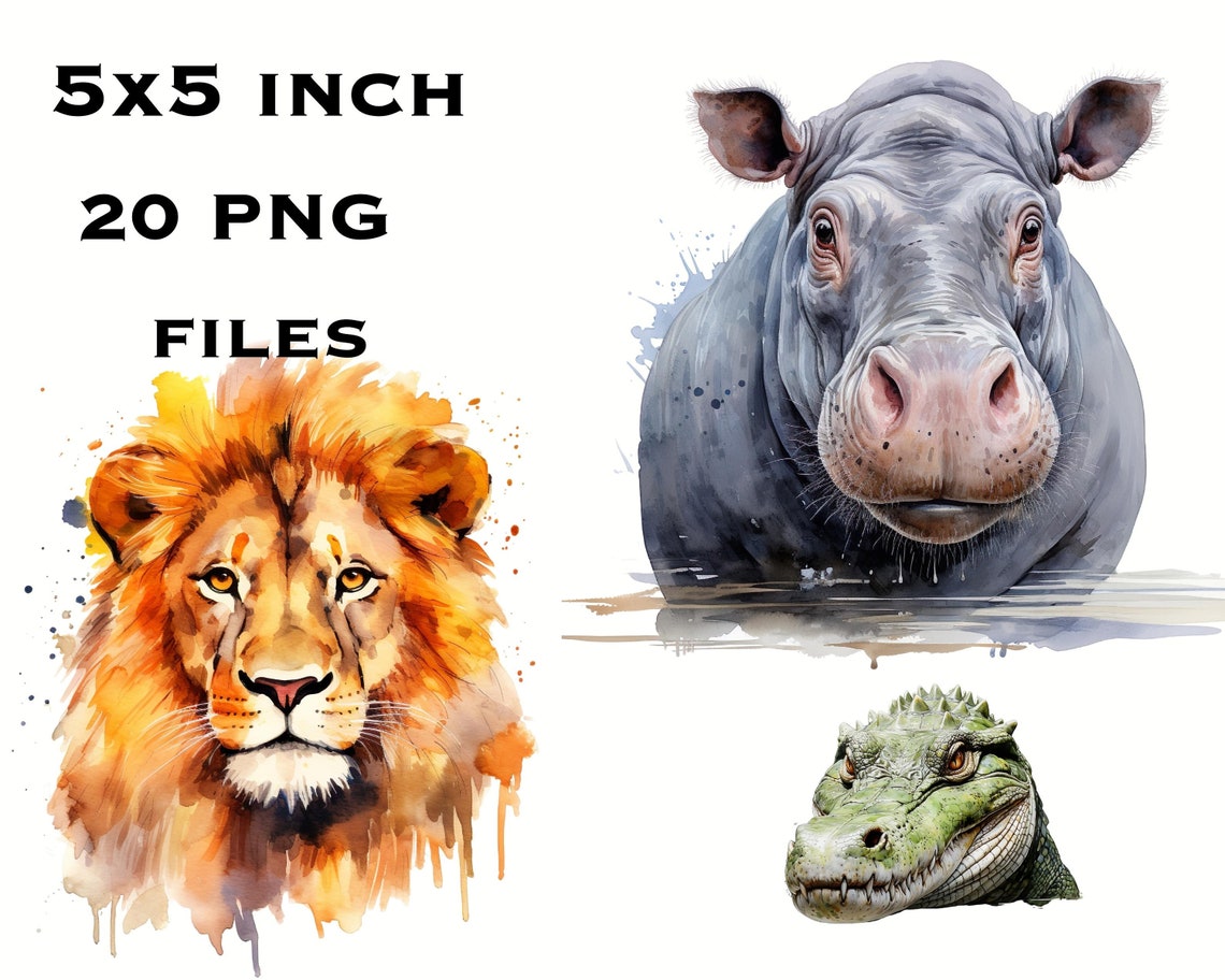 Safari Watercolor Clipart, Safari Clipart Watercolor Animals, Safari ...