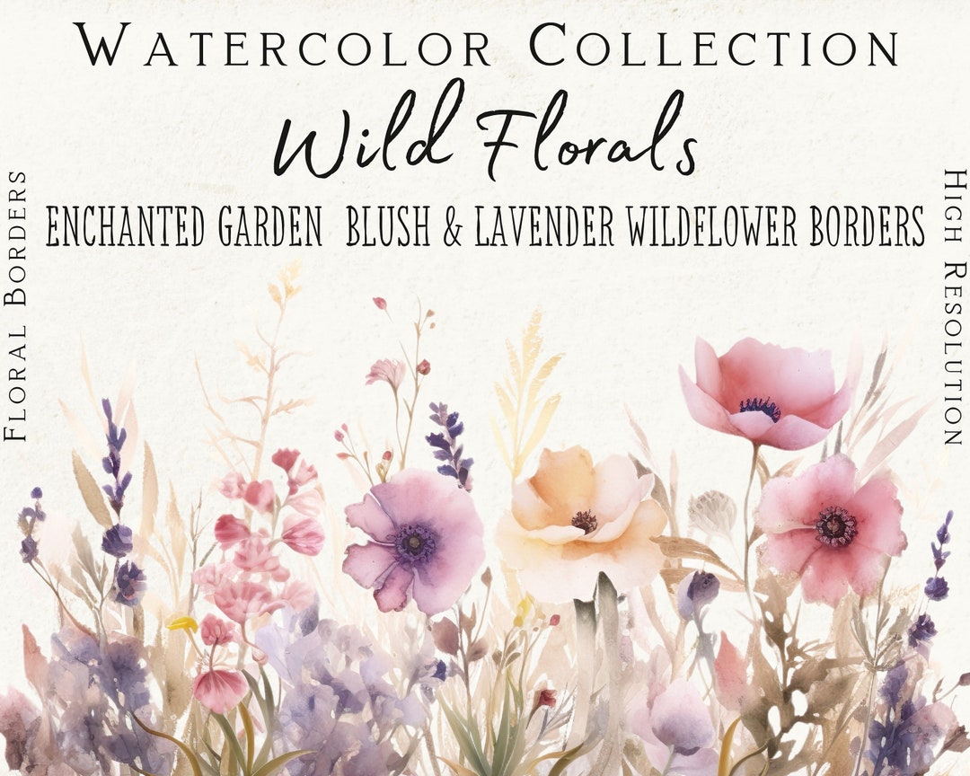 Pastel Watercolor Flowers Clipart Bundle, 17 PNG Wildflower Hand ...