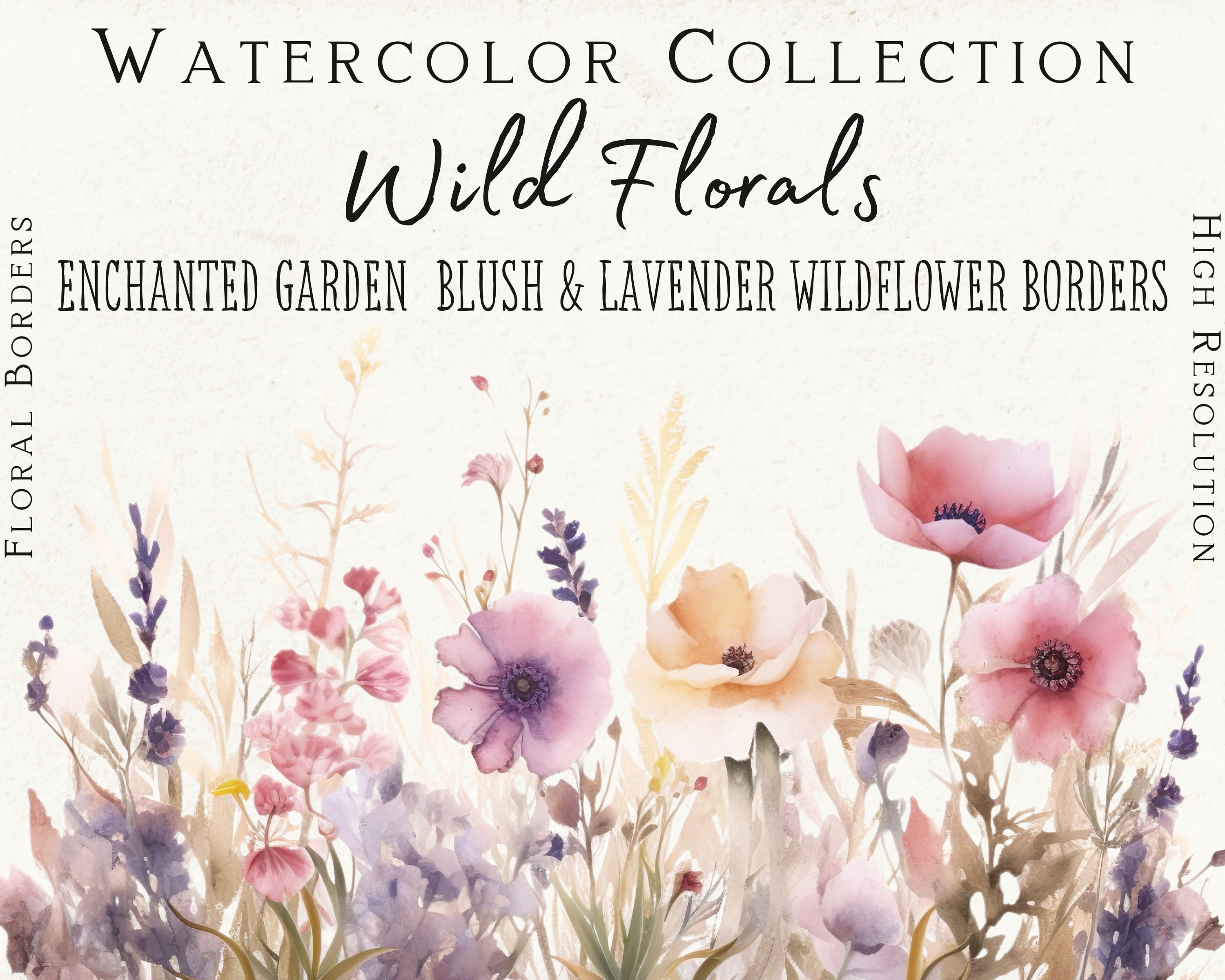 Pastel Watercolor Flowers Clipart Bundle, 17 PNG Wildflower Hand ...
