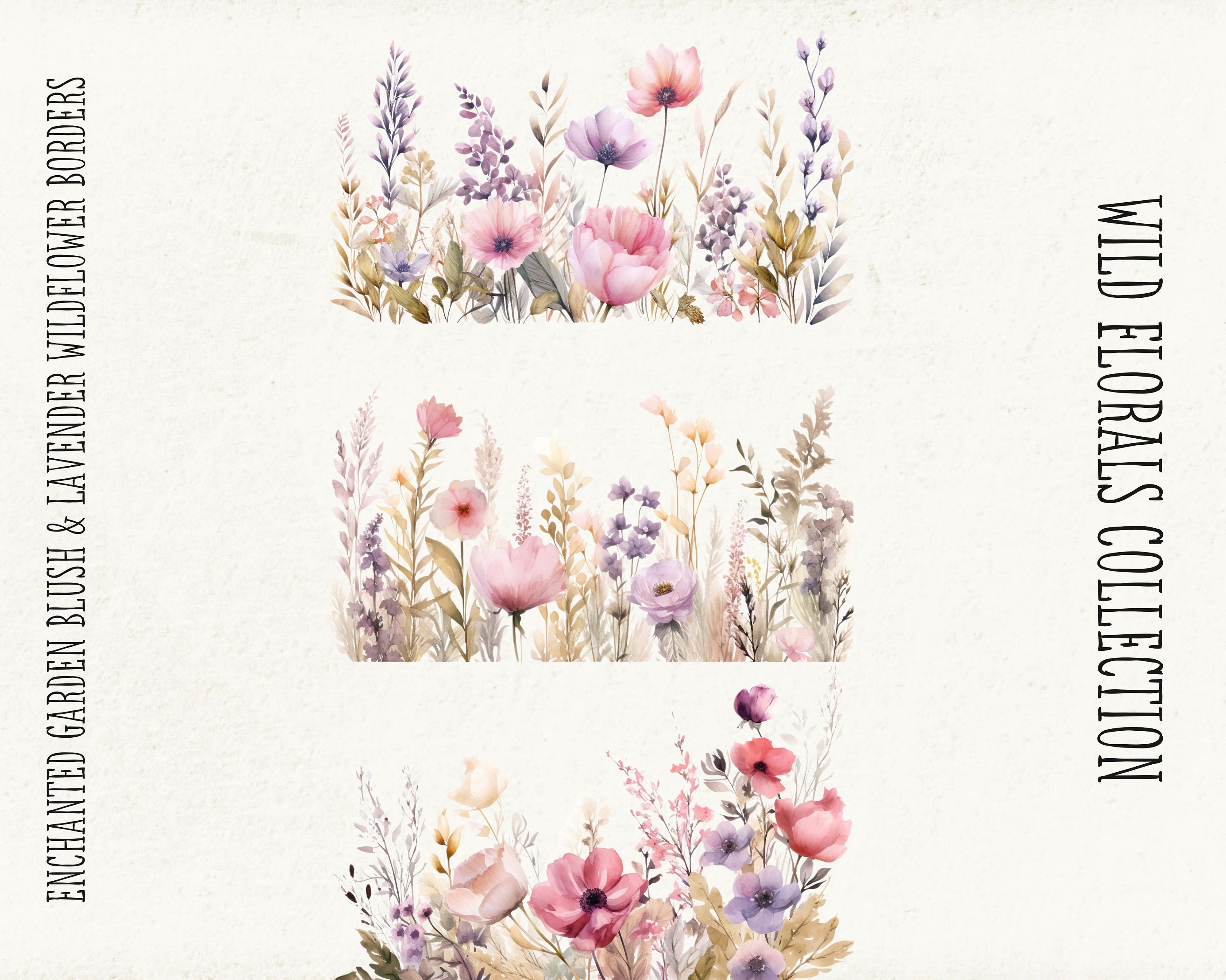 Pastel Watercolor Flowers Clipart Bundle, 17 PNG Wildflower Hand ...