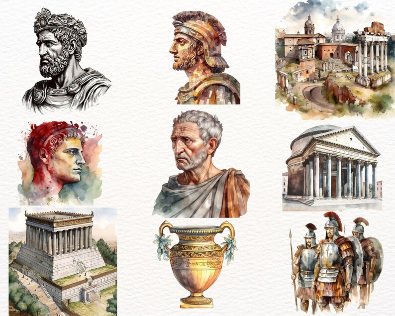 Ancient Rome Watercolor Clipart, Ancient Rome Clipart Set, Ancient Rome ...