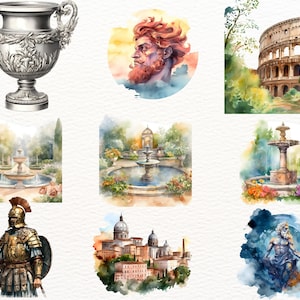 Ancient Rome Watercolor Clipart, Ancient Rome Clipart Set, Ancient Rome ...