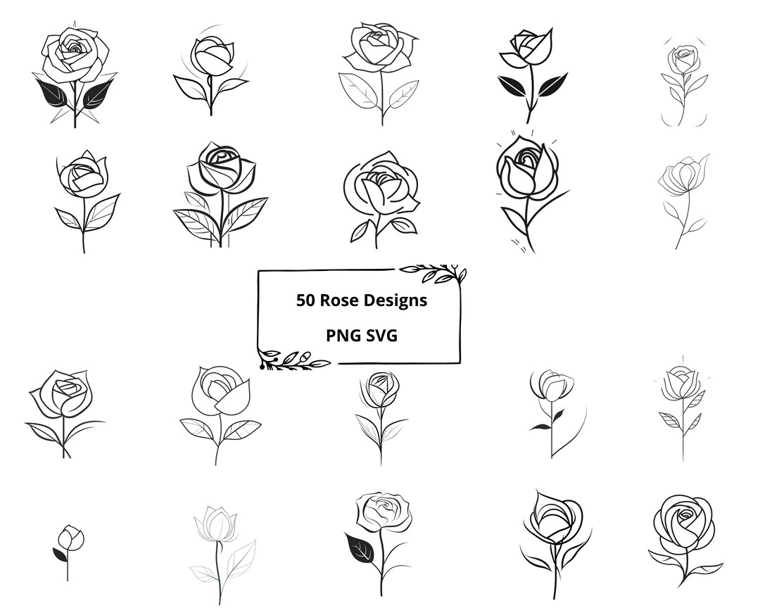 50 Rose Svg Designs | Rose Svg | Rose Bundle | Floral Svg Bundle ...