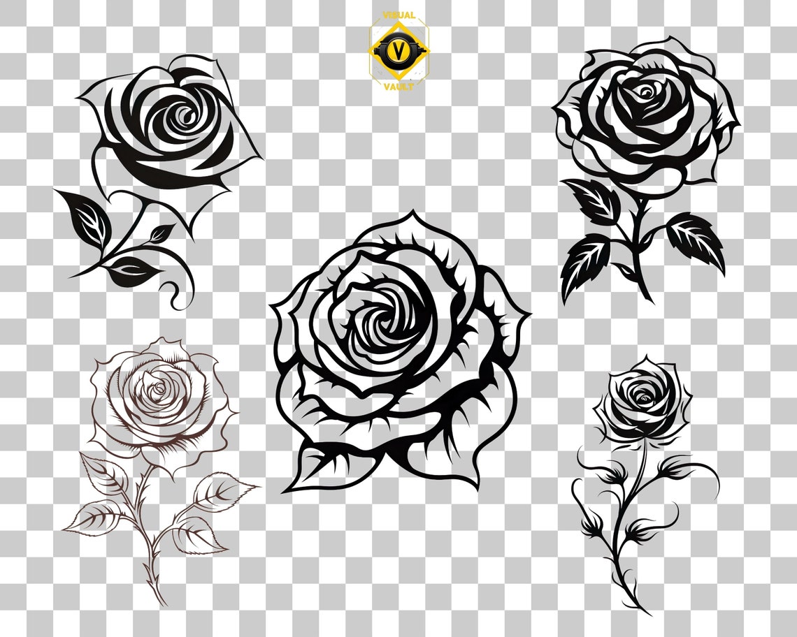 20 Rose Svg Designs Rose Svg Rose Bundle Floral Svg Bundle Geometric ...