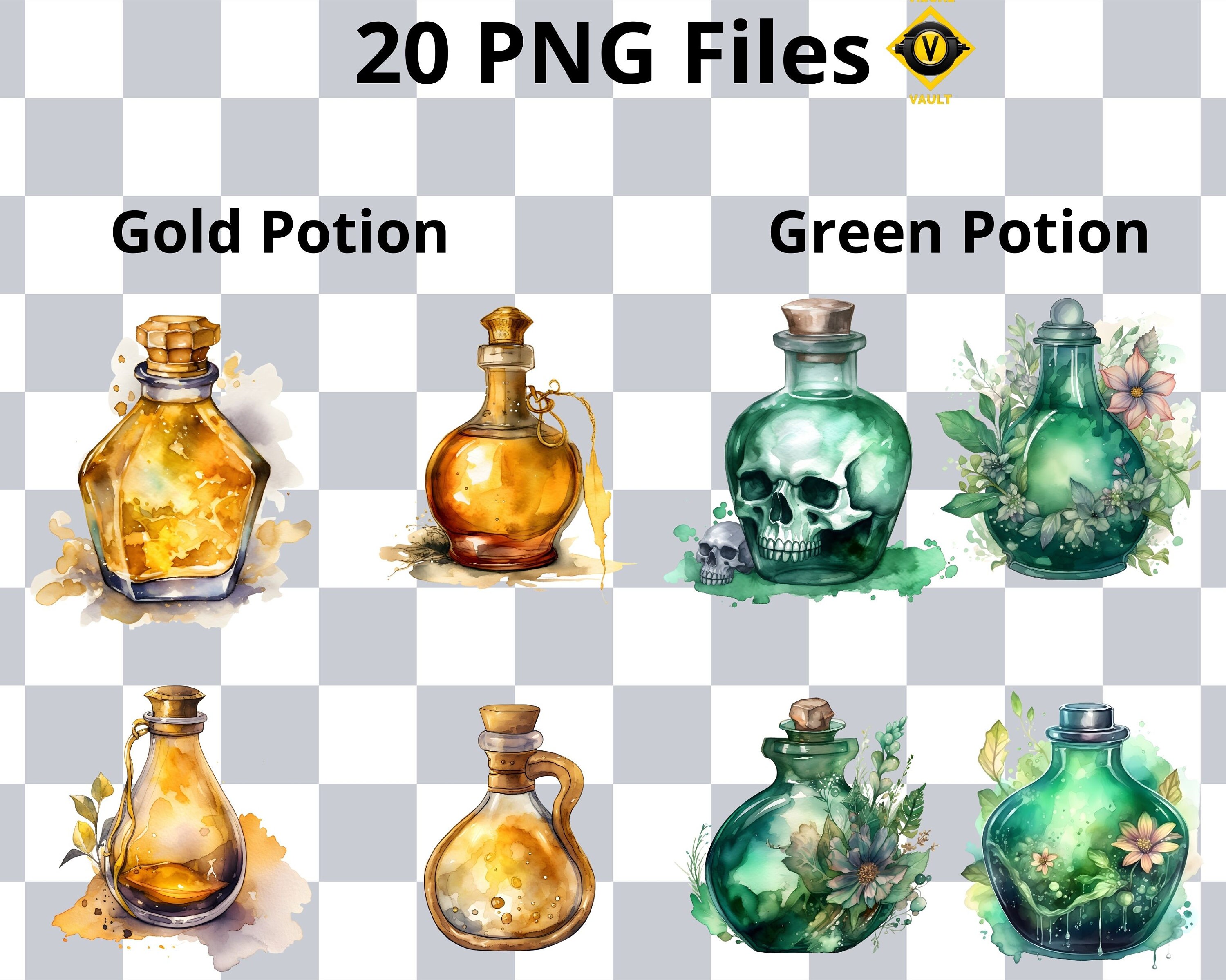 Magic Potions Watercolor Clipart, Magic School Potions Clipart, Wizard ...