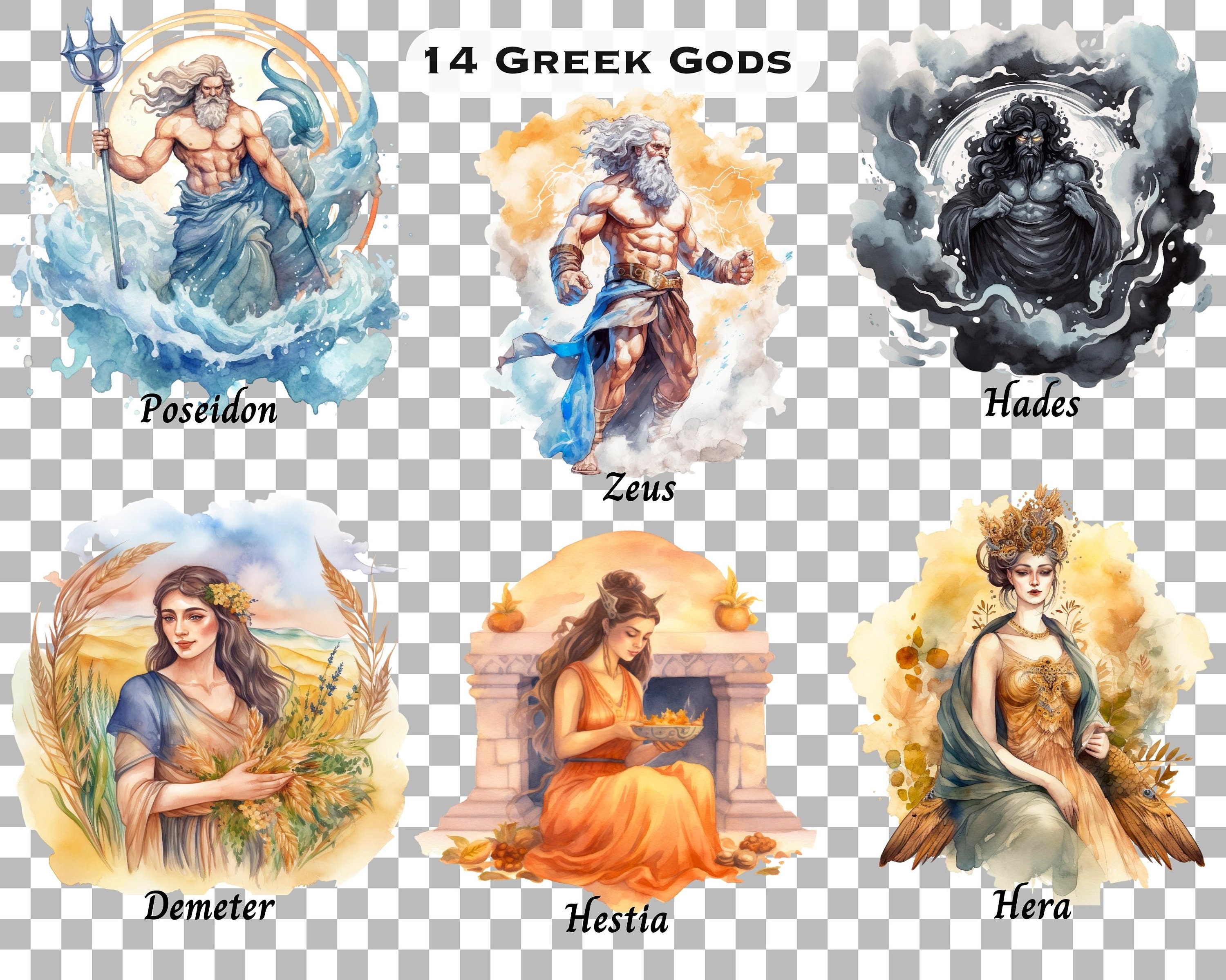 Greek Gods Watercolor Clipart Greek Watercolor Clipart Greek - Etsy