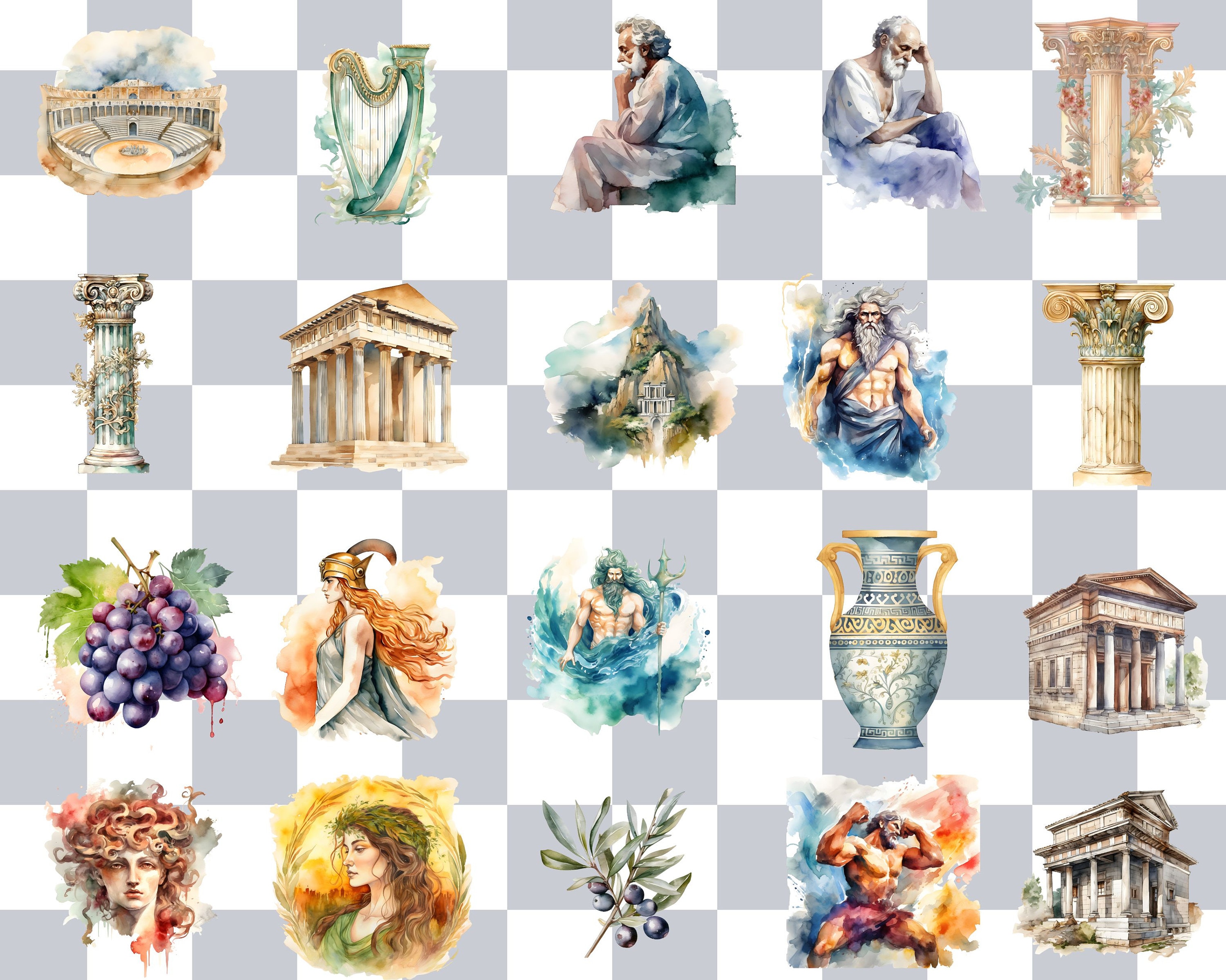 Ancient Civilizations Clipart Bundle, Egypt History Watercolor Clipart ...