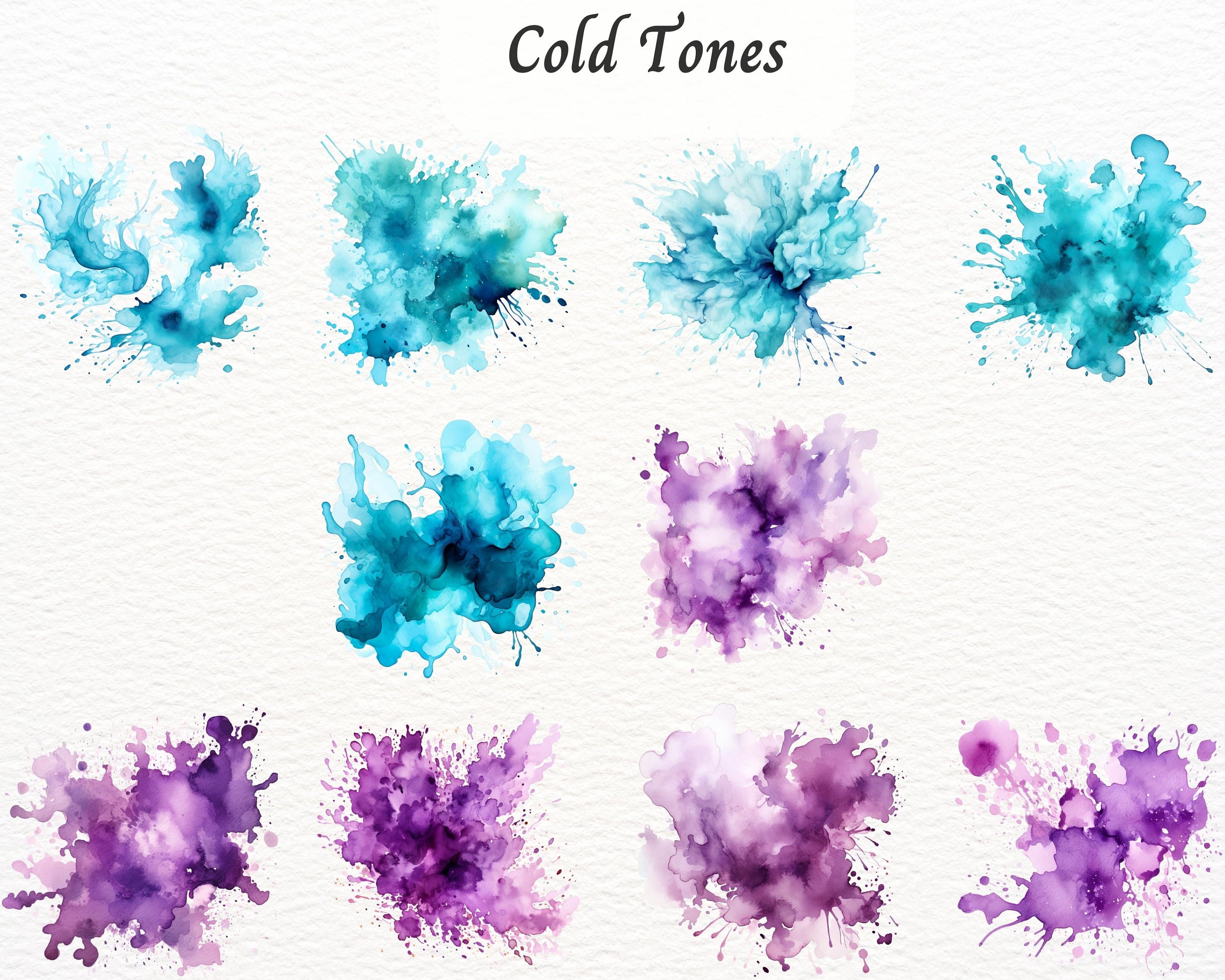 40 Watercolor Splashes, Clipart Elements & Free Flowing Shapes ...