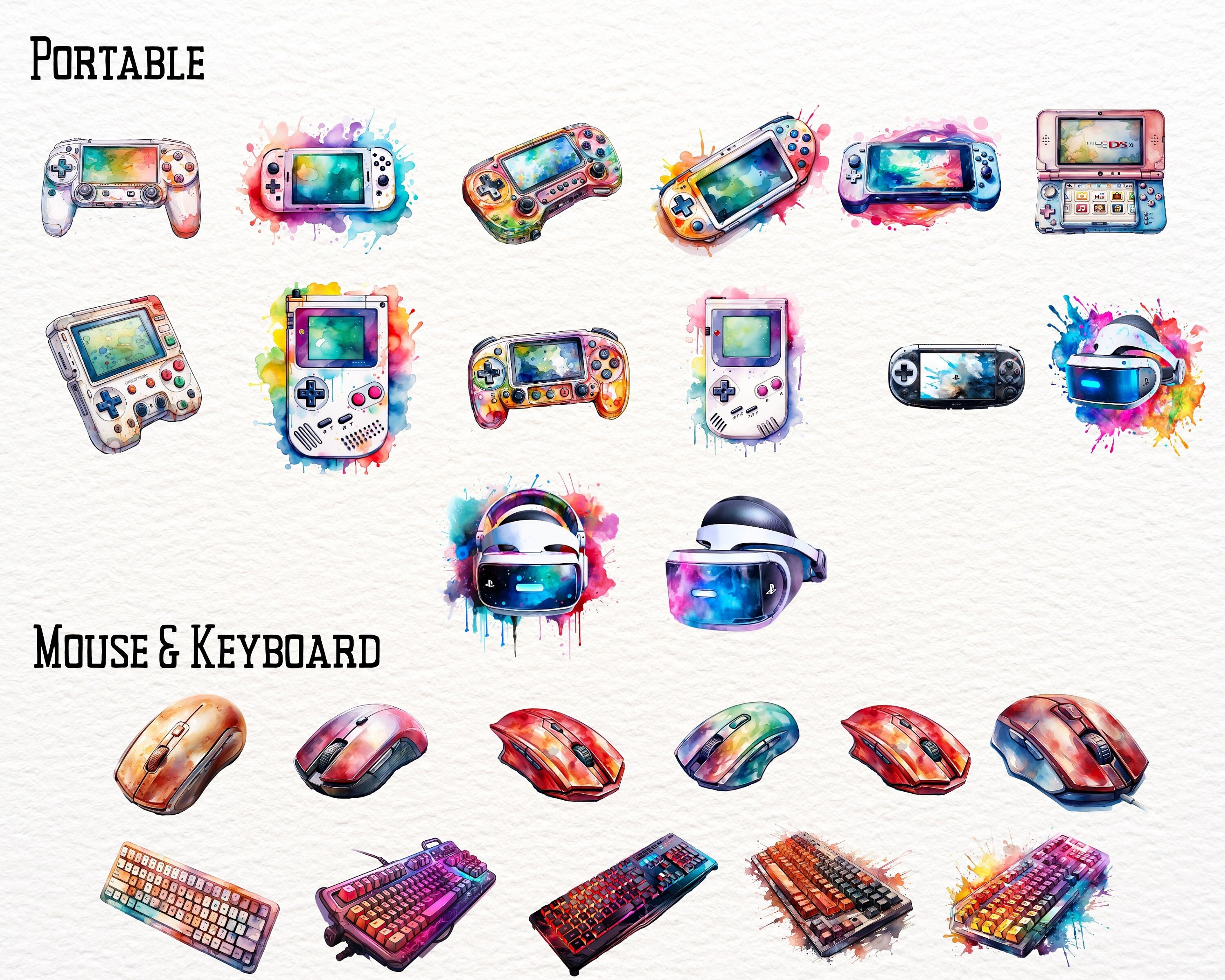 Video Game Clipart Bundle 71 Images, Retro Game Console Clipart SVG PNG, High Resolution Vintage ...