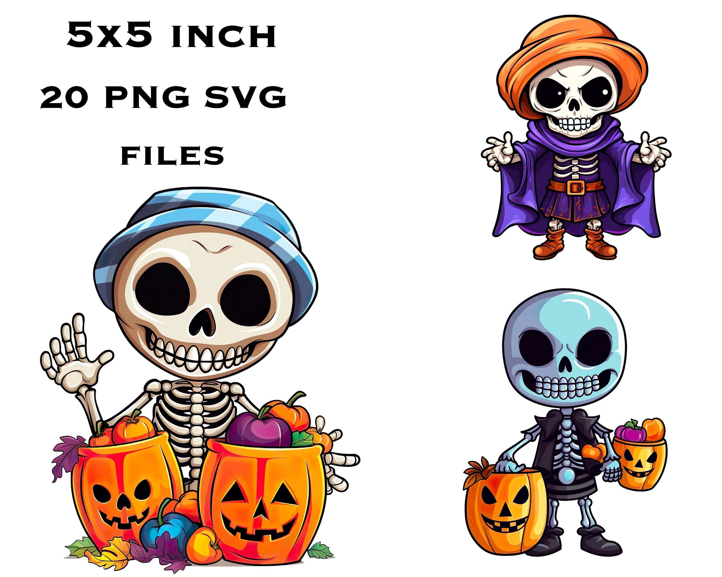Skeletons Clipart, Halloween Skeletons Bundle, Colorful Skeletons ...