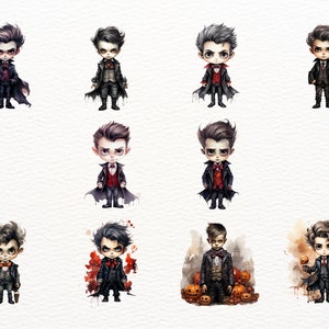 Vampire Watercolor Clipart, Little Vampires Watercolor Clipart ...
