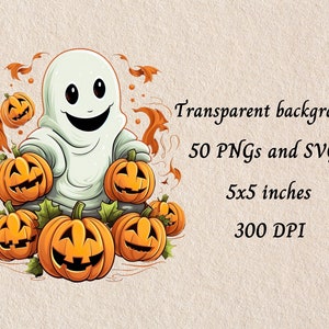 Cute Ghosts Watercolor Clipart, Spooky Ghosts Watercolor Clipart ...