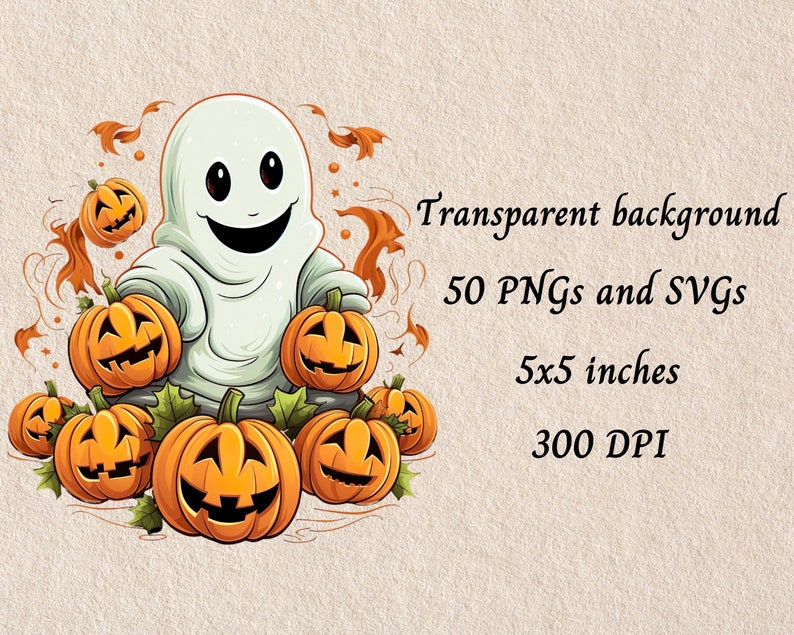 Cute Ghosts Watercolor Clipart, Spooky Ghosts Watercolor Clipart ...