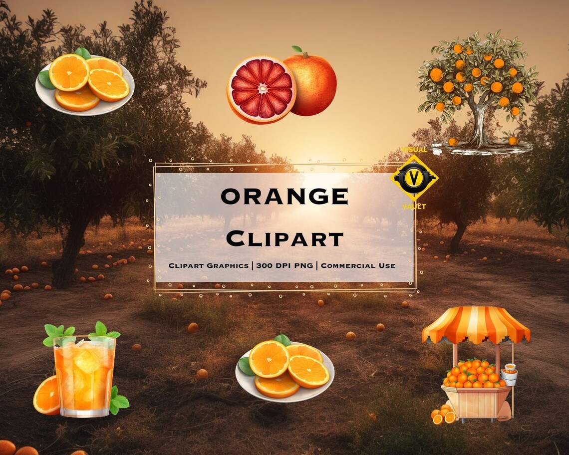 Watercolor Orange Clipart, Colorful Fruits Clipart, Fruit Graphic ...