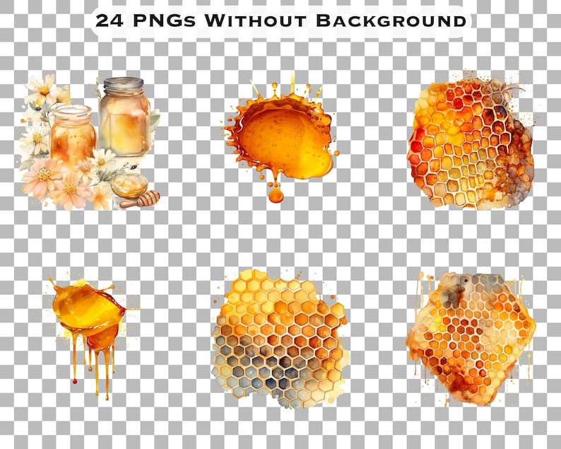Watercolor Honey Bee Clipart, Honey Drips Clipart, Spring Floral and ...
