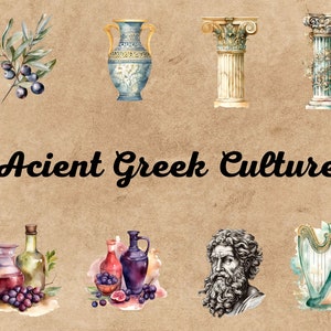 Watercolor Ancient Greece Clipart Bundle, 40 Images Hellenistic PNG ...