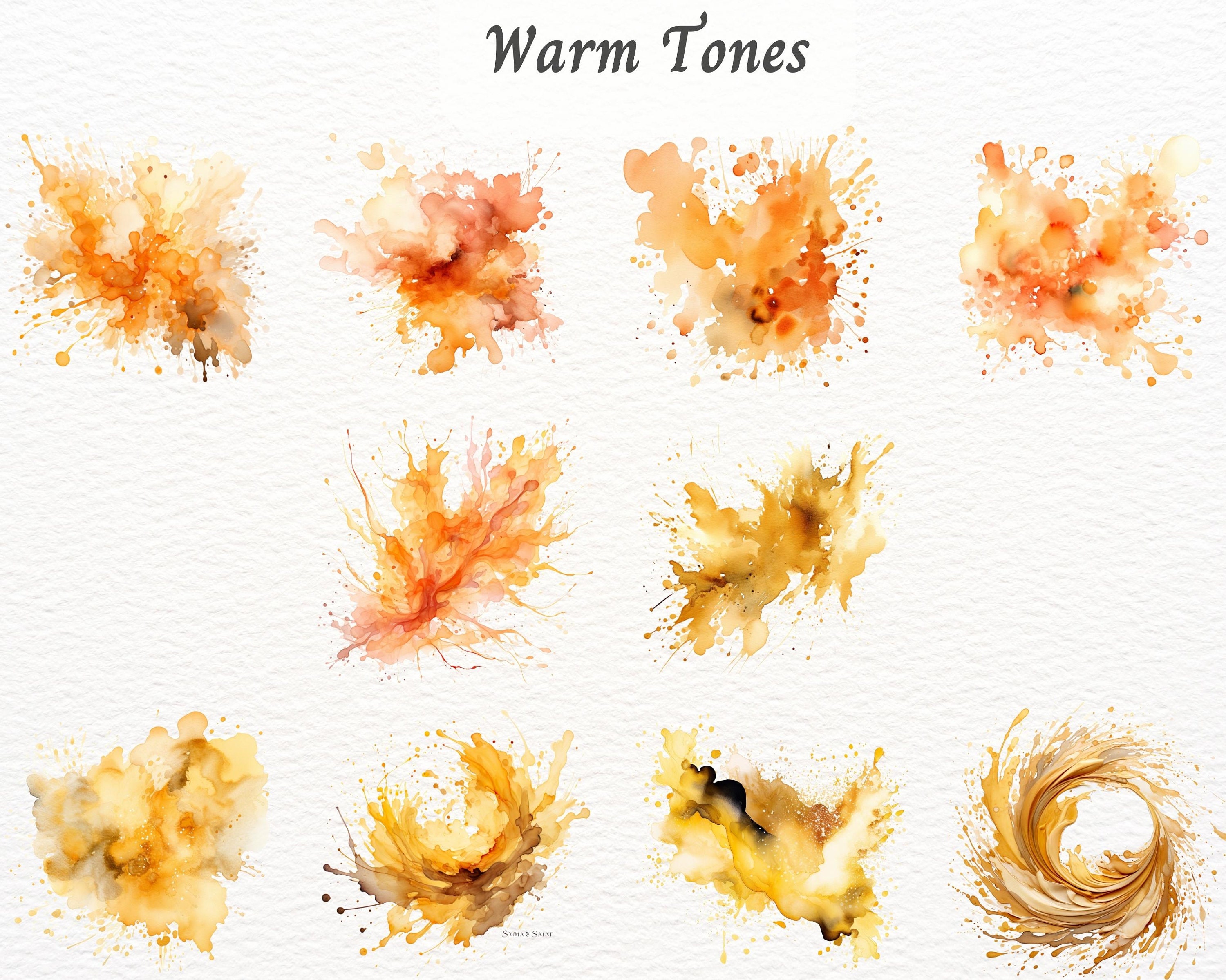 20 Watercolor Splashes, Clipart Elements & Free Flowing Shapes ...