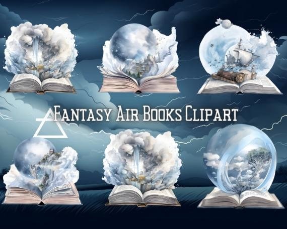 20 PNG Watercolor Fantasy Air Books Clipart Open Book Clip - Etsy
