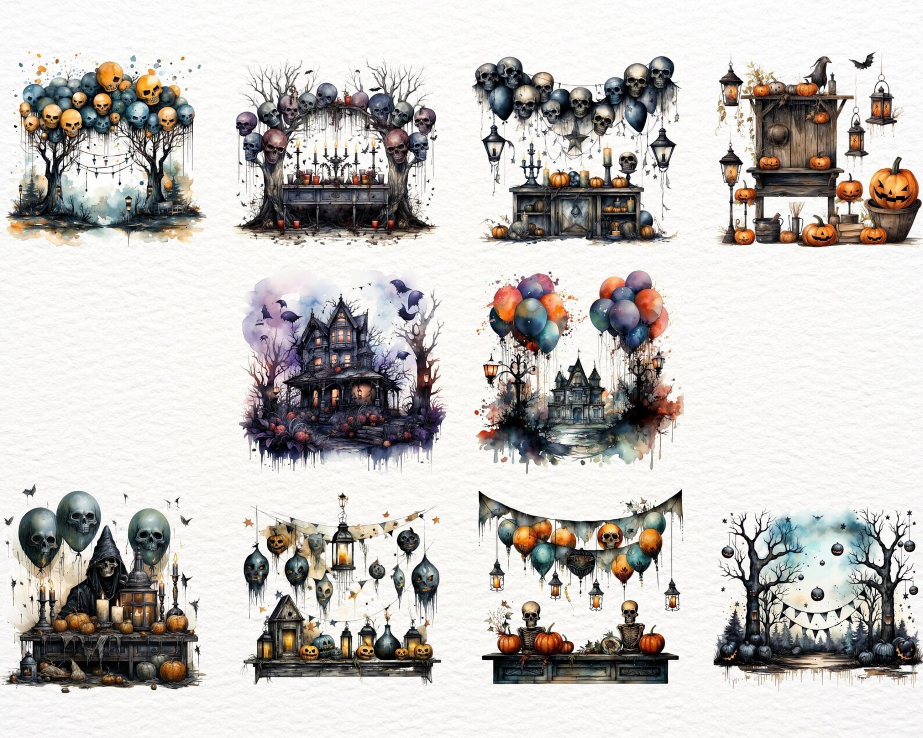 Halloween Watercolor Clipart Mega Bundle, Halloween Decoration ...
