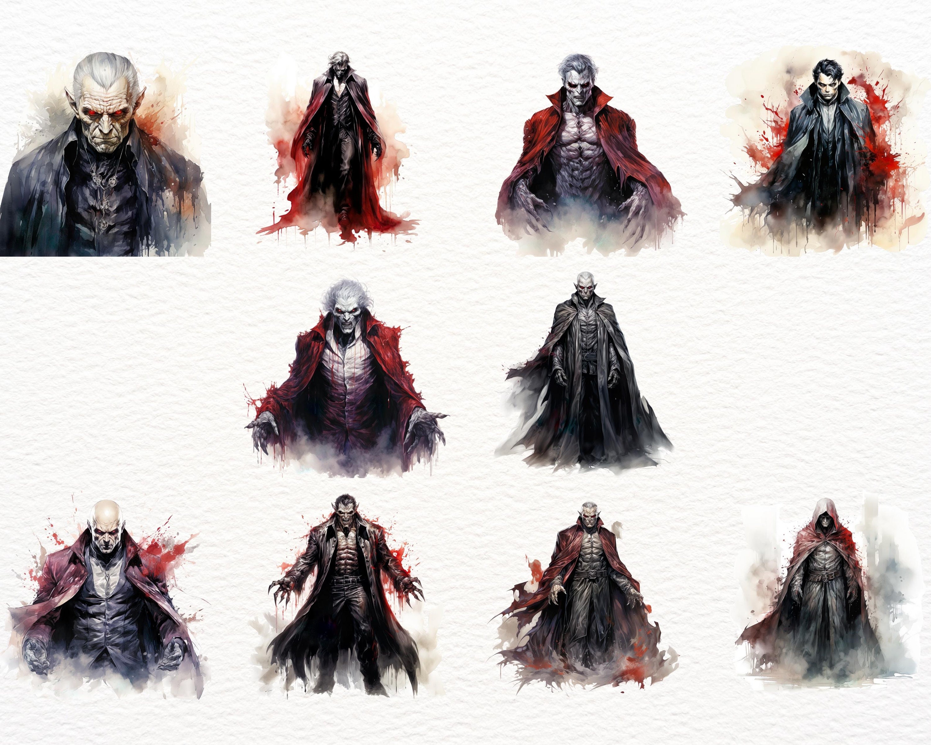 Vampires Watercolor Clipart Bundle Scary Vampires Watercolor - Etsy