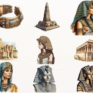 Ancient Egypt Watercolor Clipart, Historical Egyptian Symbols Set ...