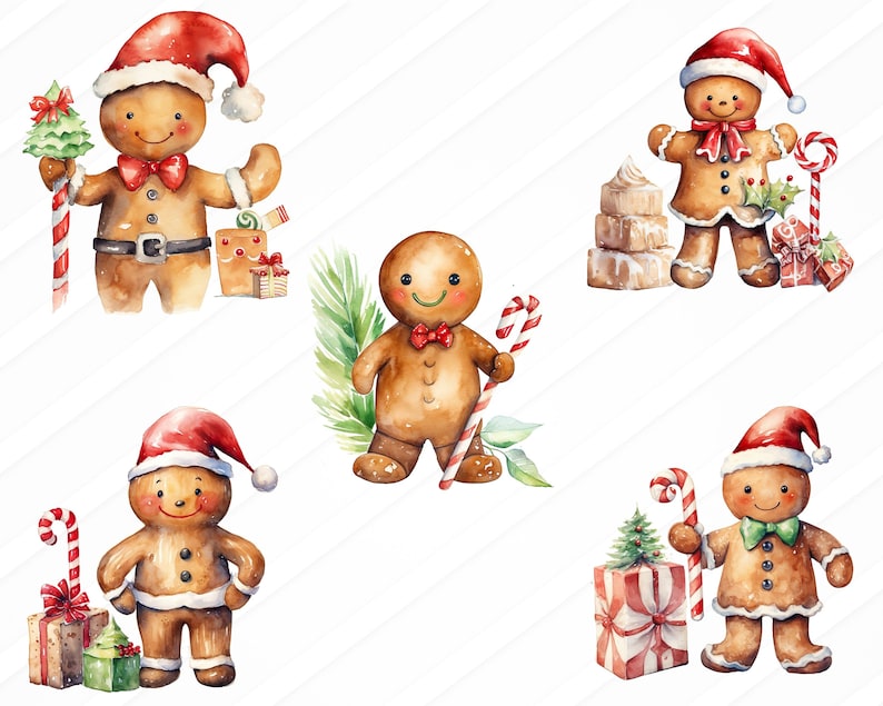 Cute Gingerbread Man Christmas Clipart Bundle Gingerbread - Etsy