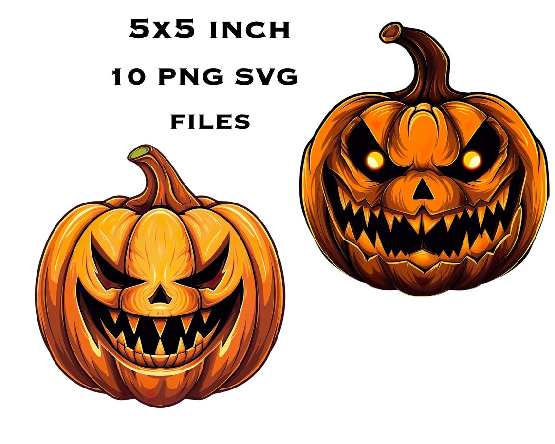 Scary Halloween Pumpkin Clipart, Scary Halloween Watercolor Clipart ...