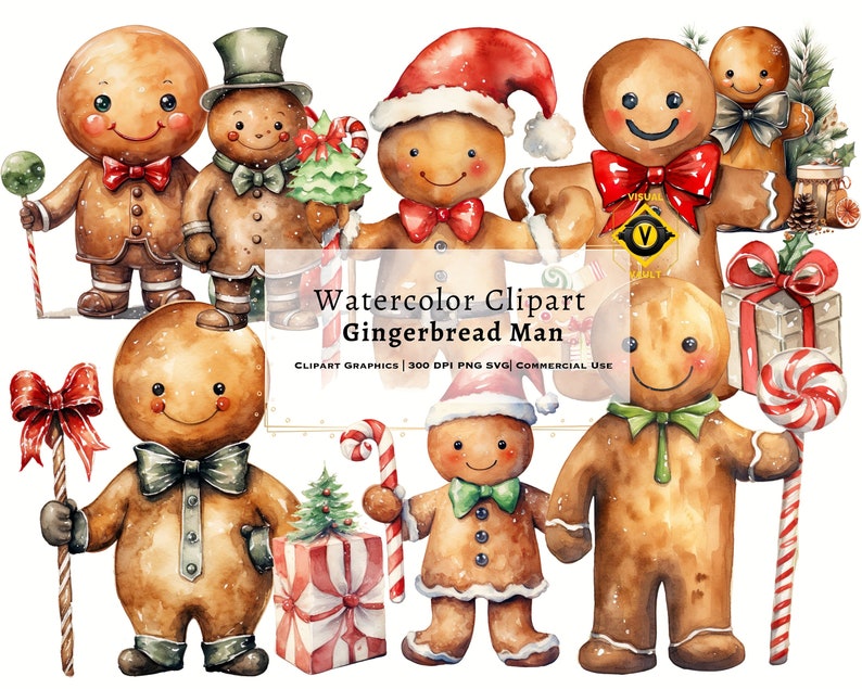 Cute Gingerbread Man Christmas Clipart Bundle Gingerbread - Etsy