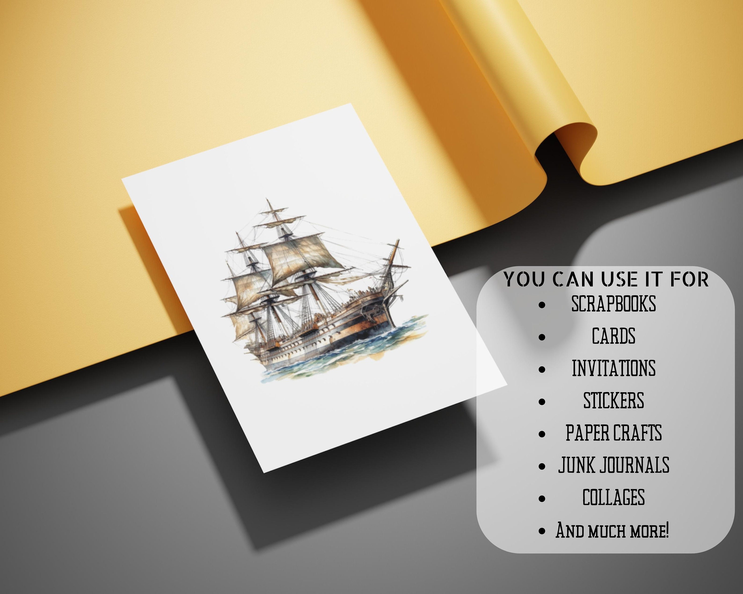 10 Images Historical Watercolor Ships Clipart, Retro Ships PNG and ...