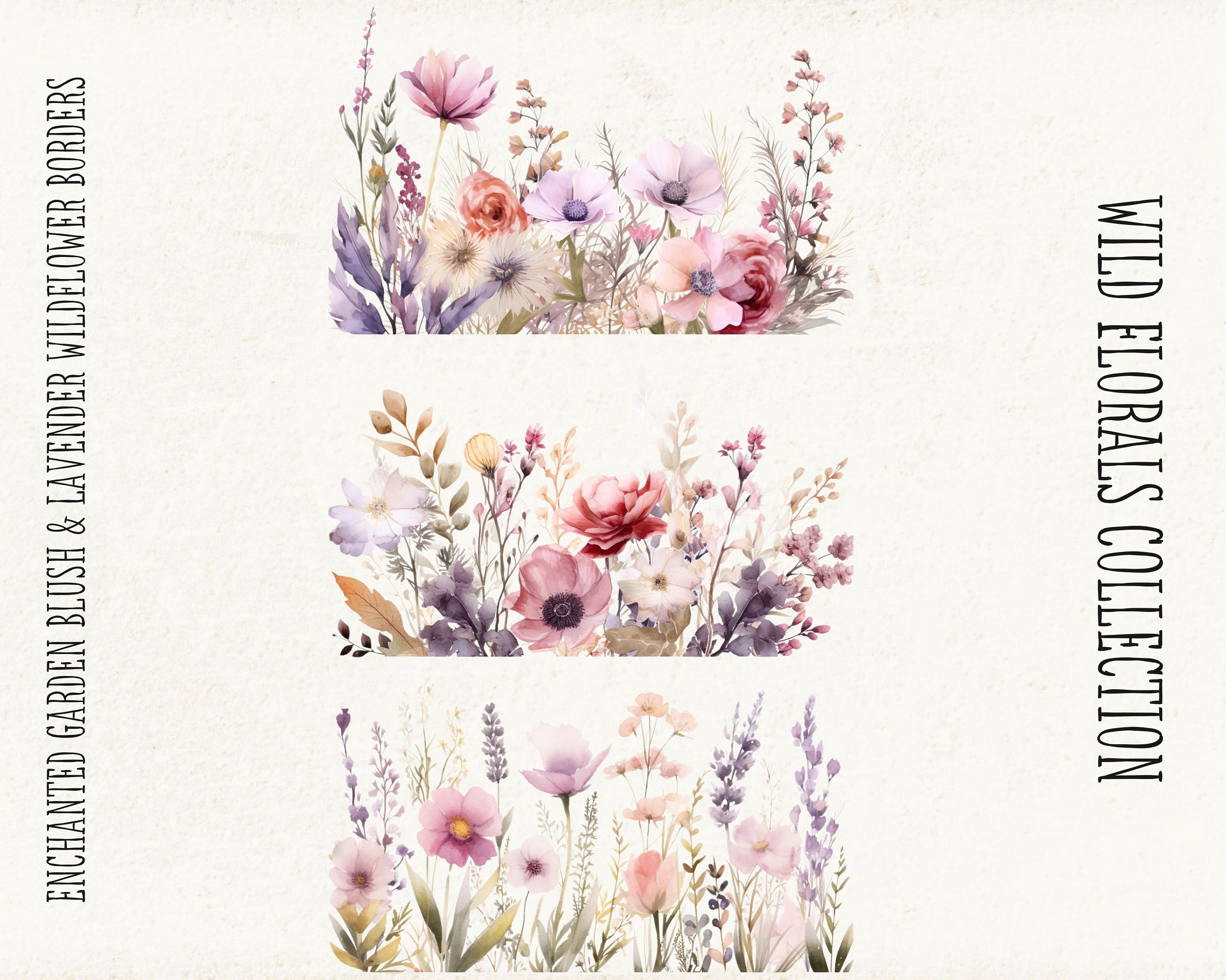 Pastel Watercolor Flowers Clipart Bundle, 17 PNG Wildflower Hand ...