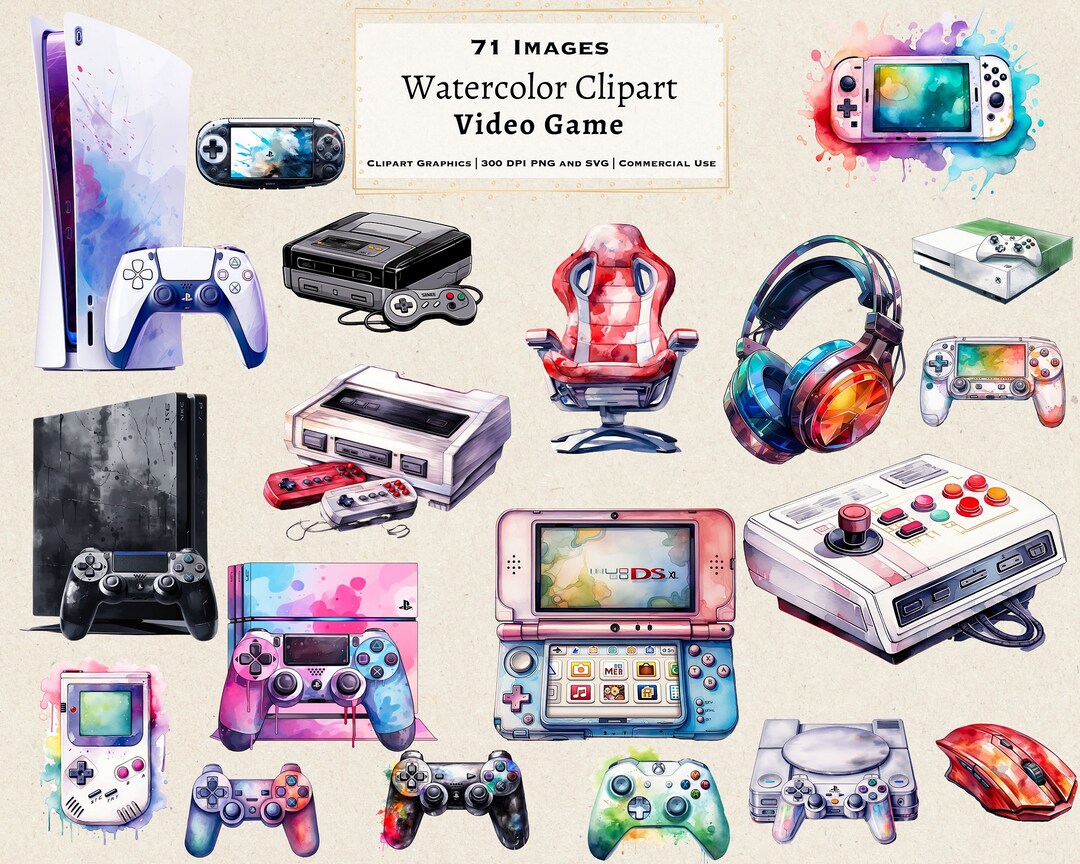 Video Game Clipart Bundle 71 Images, Retro Game Console Clipart SVG PNG ...