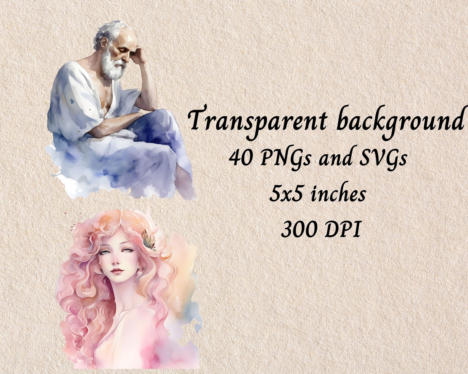 Watercolor Ancient Greece Clipart Bundle, 40 Images Hellenistic PNG ...