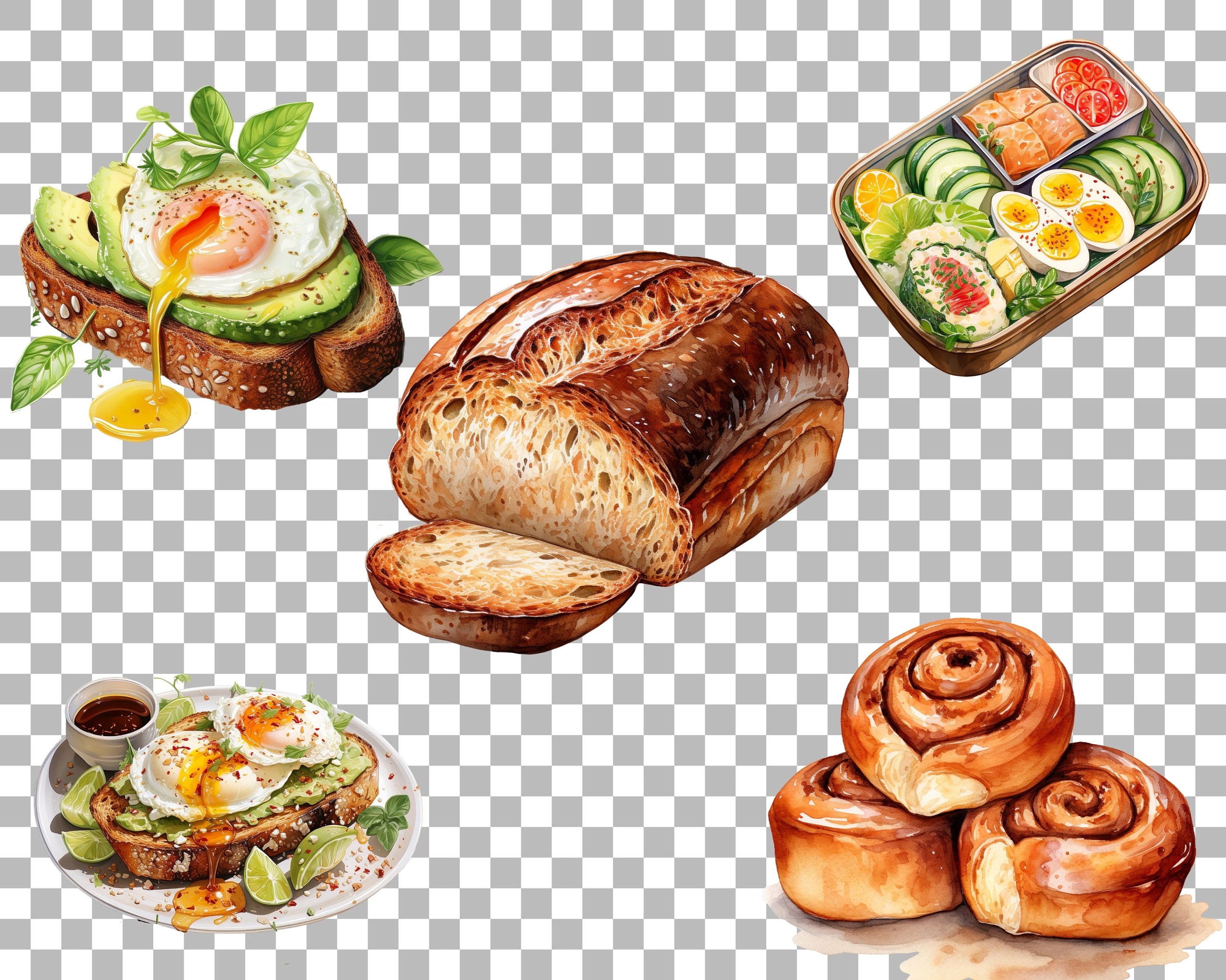 Breakfast Watercolor Clipart, Breakfast Graphics, Breakfast Colorful ...