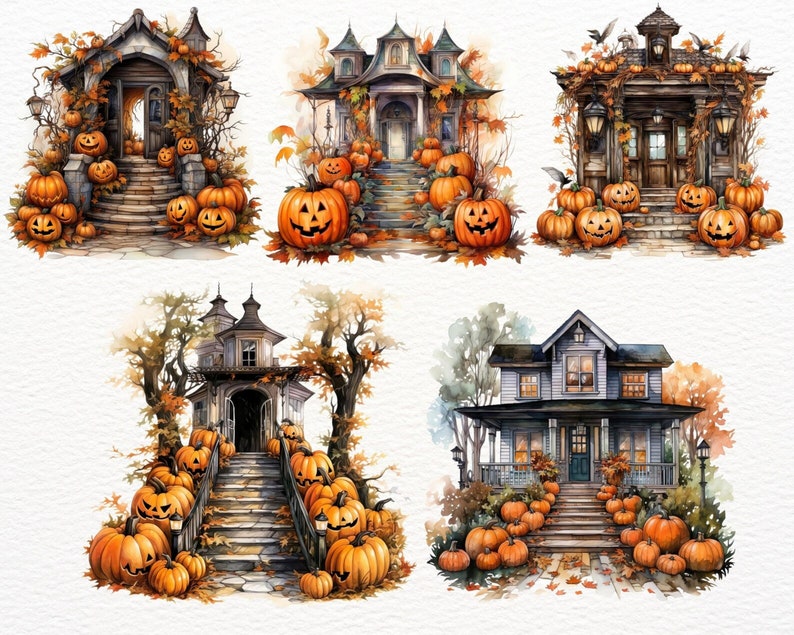 Halloween Watercolor Clipart Mega Bundle, Halloween Decoration ...