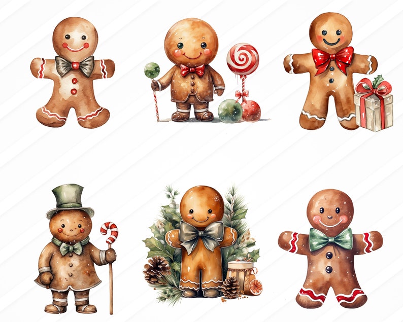 Cute Gingerbread Man Christmas Clipart Bundle Gingerbread - Etsy