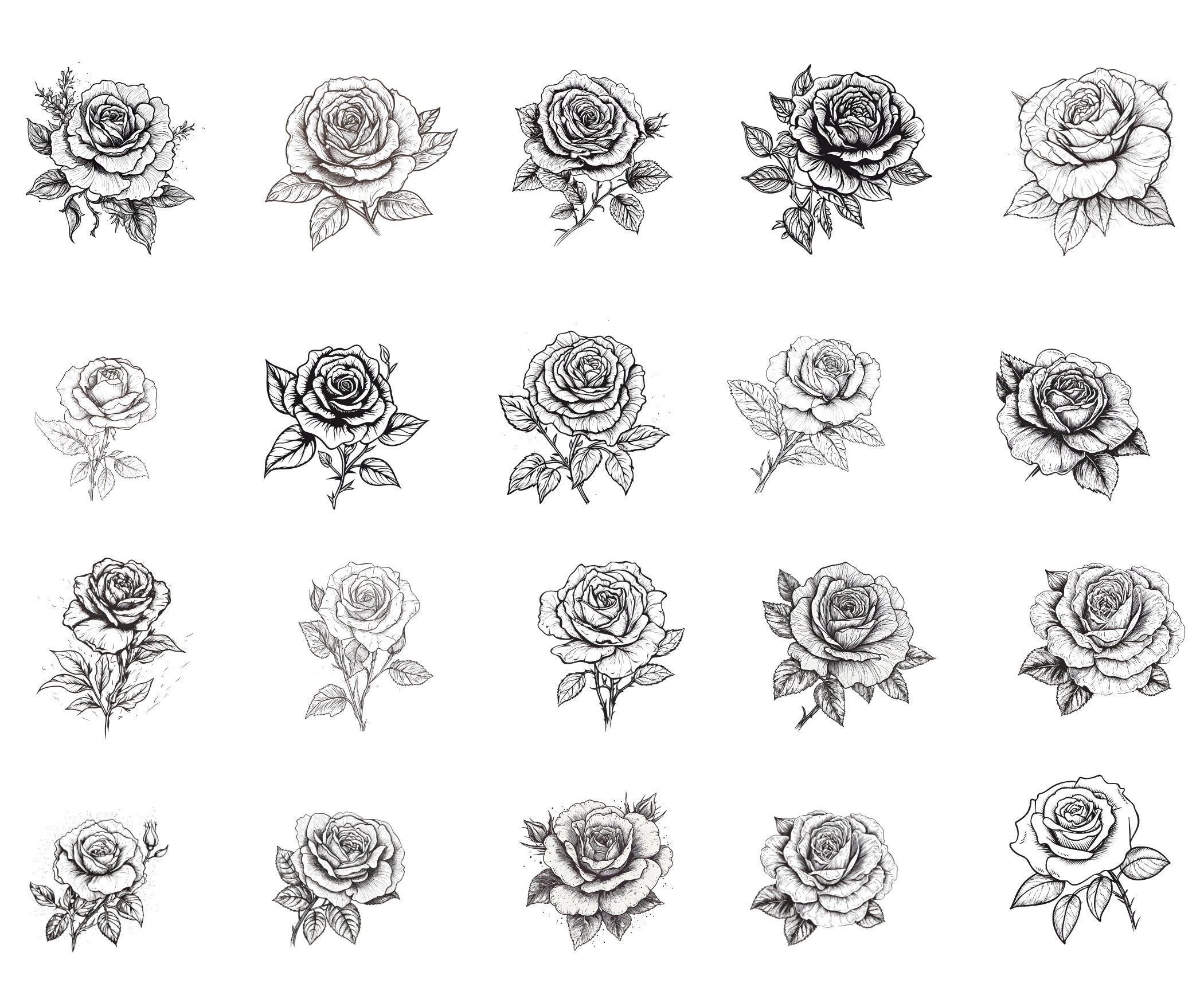 20 Rose Svg Designs | Rose Svg | Rose Bundle | Floral Svg Bundle ...