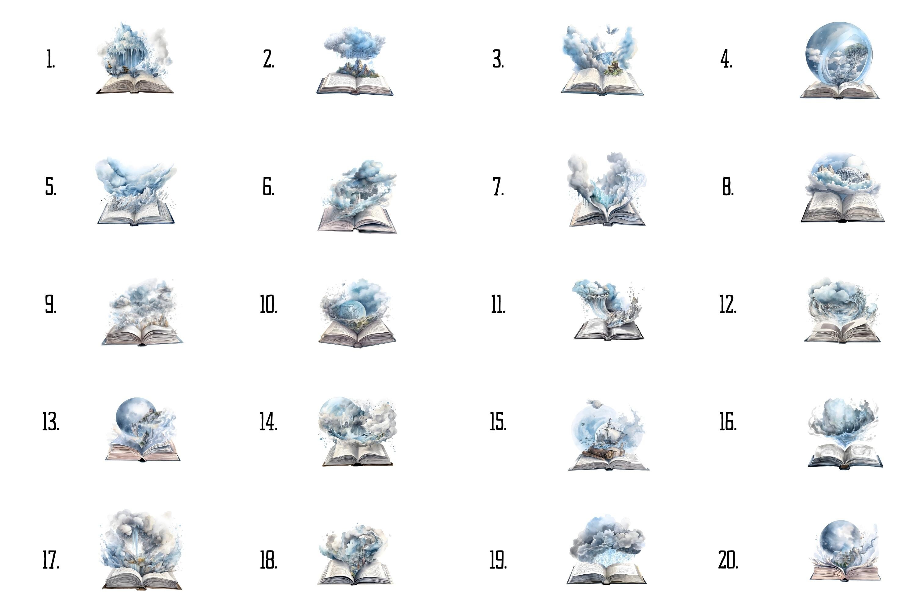 20 PNG Watercolor Fantasy Air Books Clipart Open Book Clip - Etsy