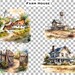 Farm Life Clipart Bundle, Farm Life Watercolor Clipart, Farm Animals ...