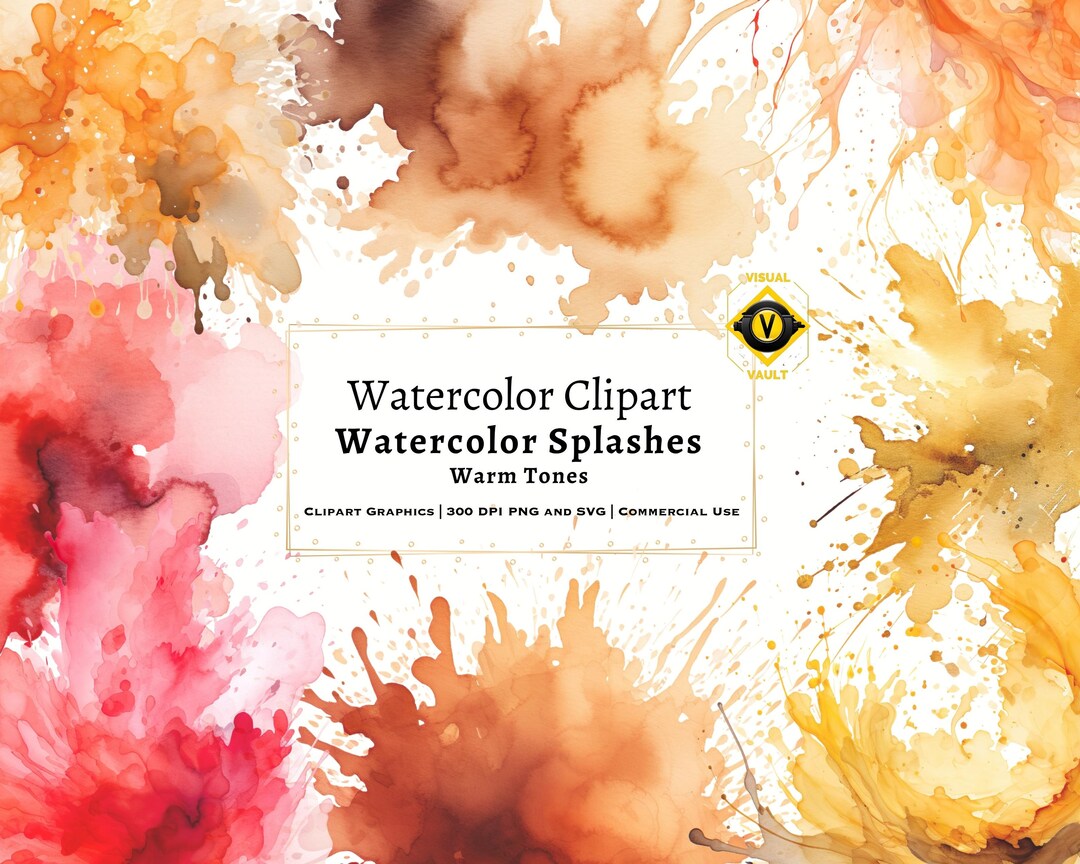 20 Watercolor Splashes, Clipart Elements & Free Flowing Shapes ...