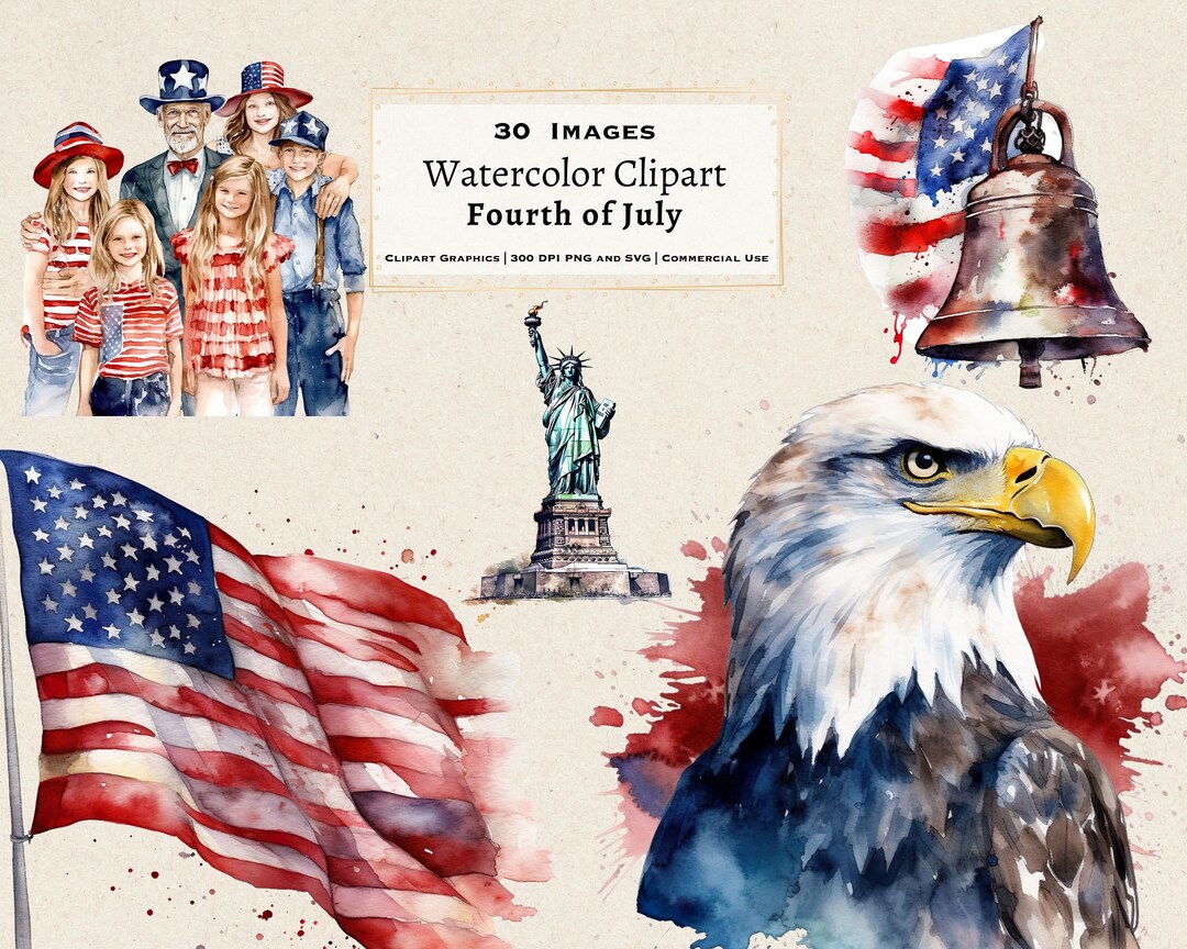 4th of July Clipart Bundle, Patriotic Graphics, USA Celebration ...