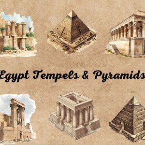Ancient Egypt Watercolor Clipart, Historical Egyptian Symbols Set ...