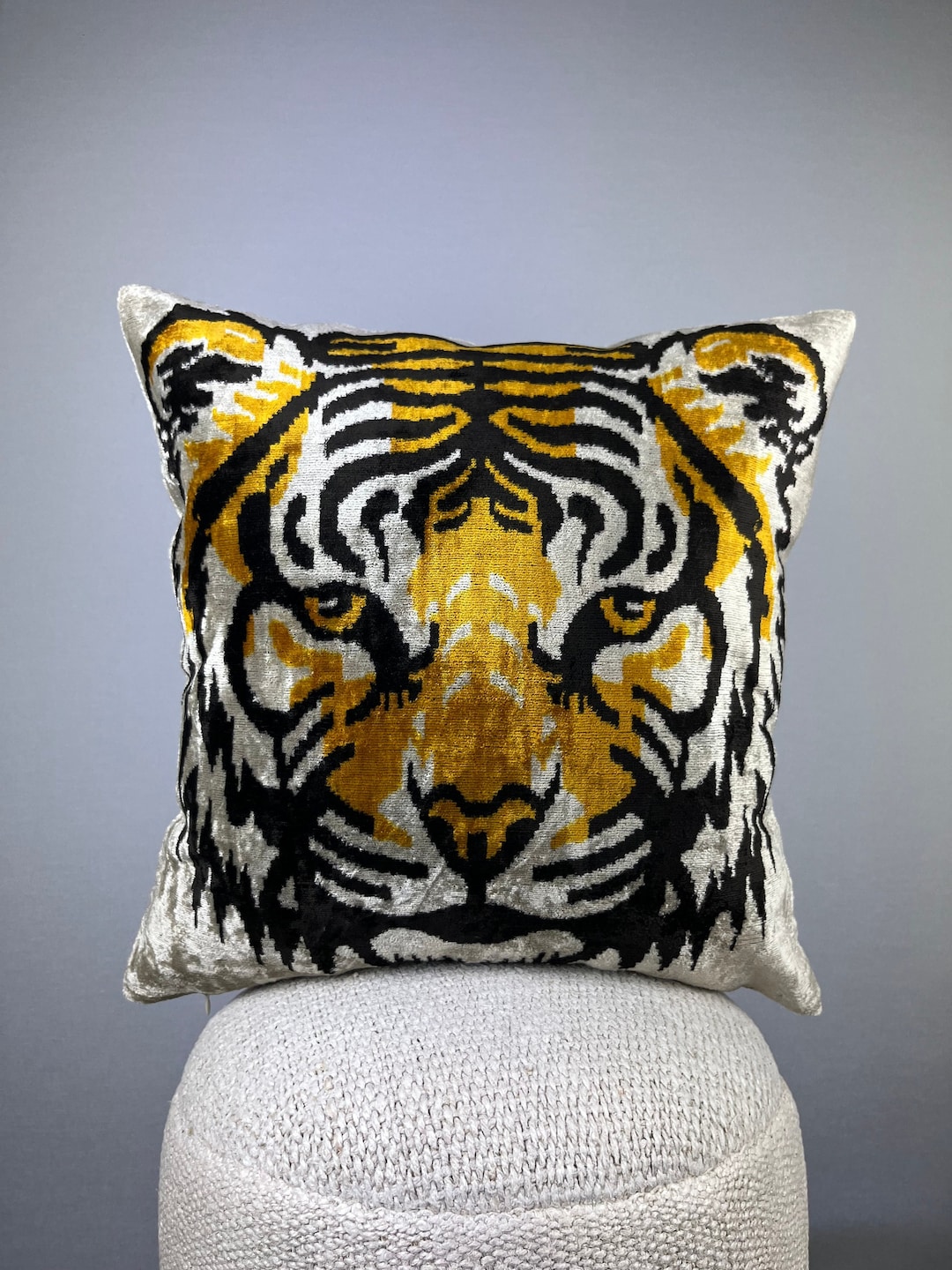 Tigers Velvet Ikat Cushion Tigers Ikat Cushion Ikat Pillow Ikat Cushion ...