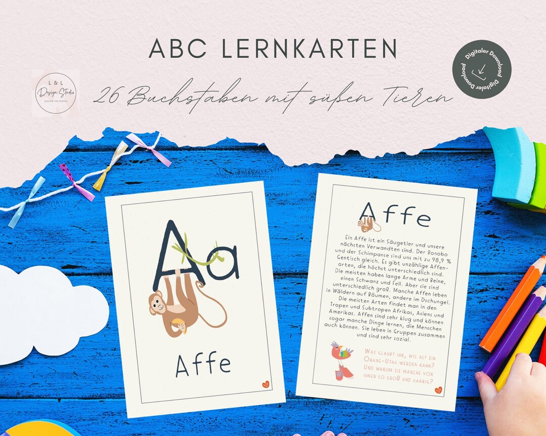 ABC Flashcards in German / Learn the ABC With Alphabet Cards Showing ...