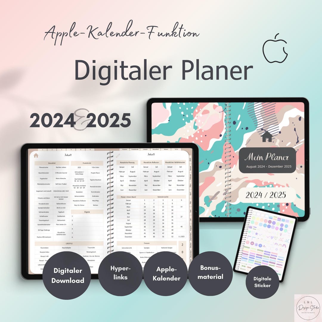 Digital Planner 2024 & 2025 German | iPad With Apple Calendar ...