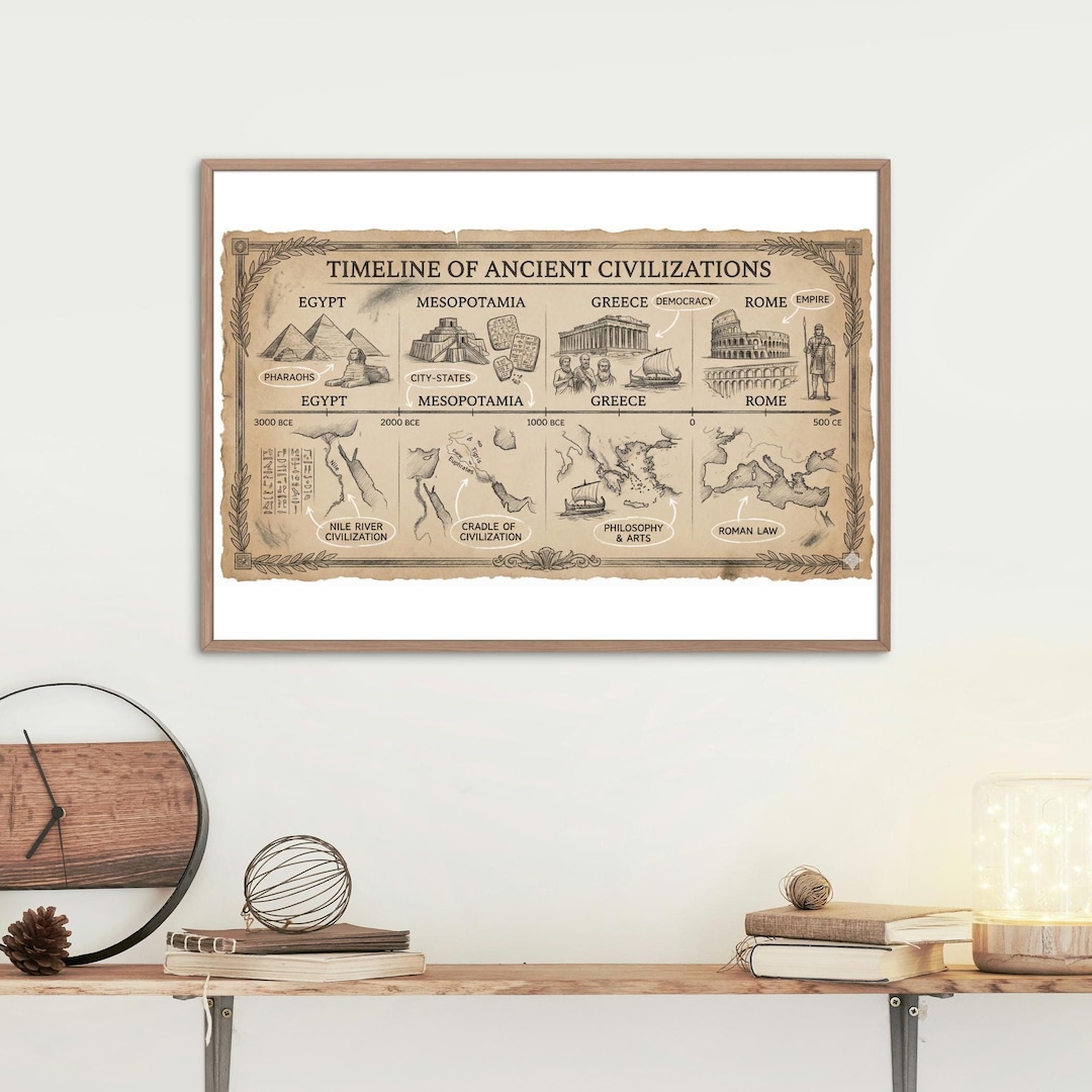 Ancient Civilizations Infographic Art – Hand-drawn History Timeline ...