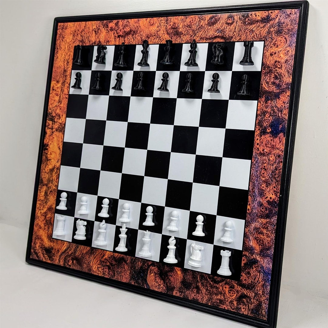 Vertical Chess Board Wall Set or Table Magnetic Burr Walnut - Etsy